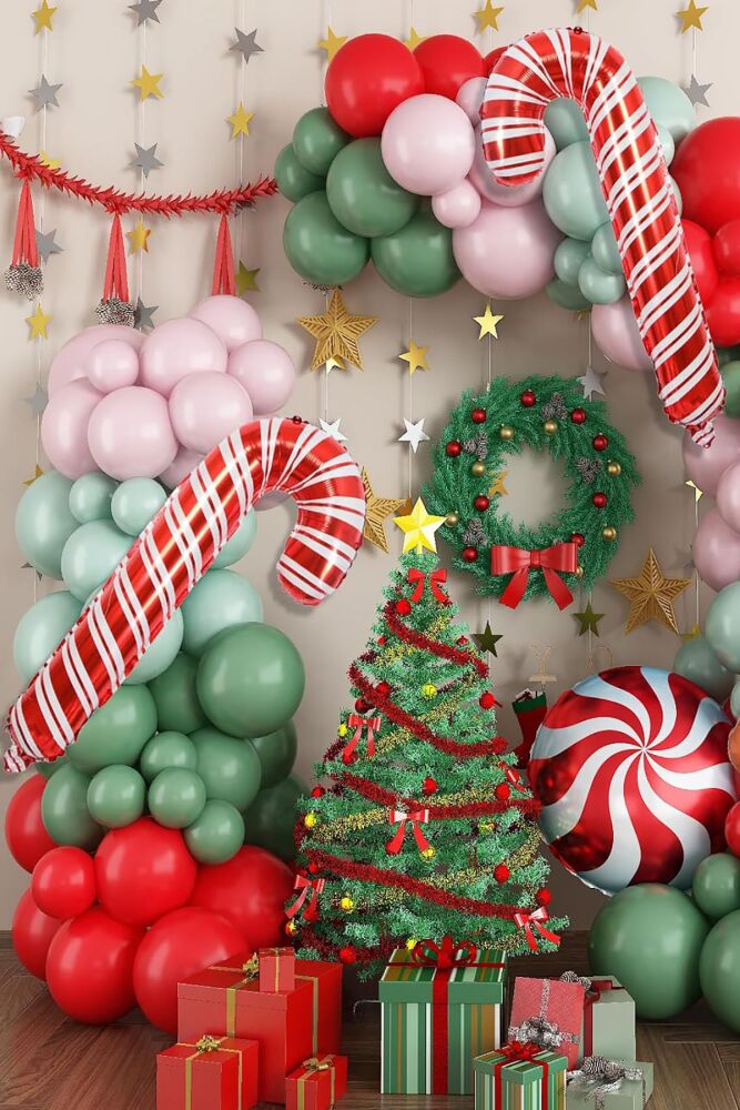 1 Adet Yılbaşı Baston Şeker Kamışı Folyo Balon- Yeni Yıl Dekorasyon ...