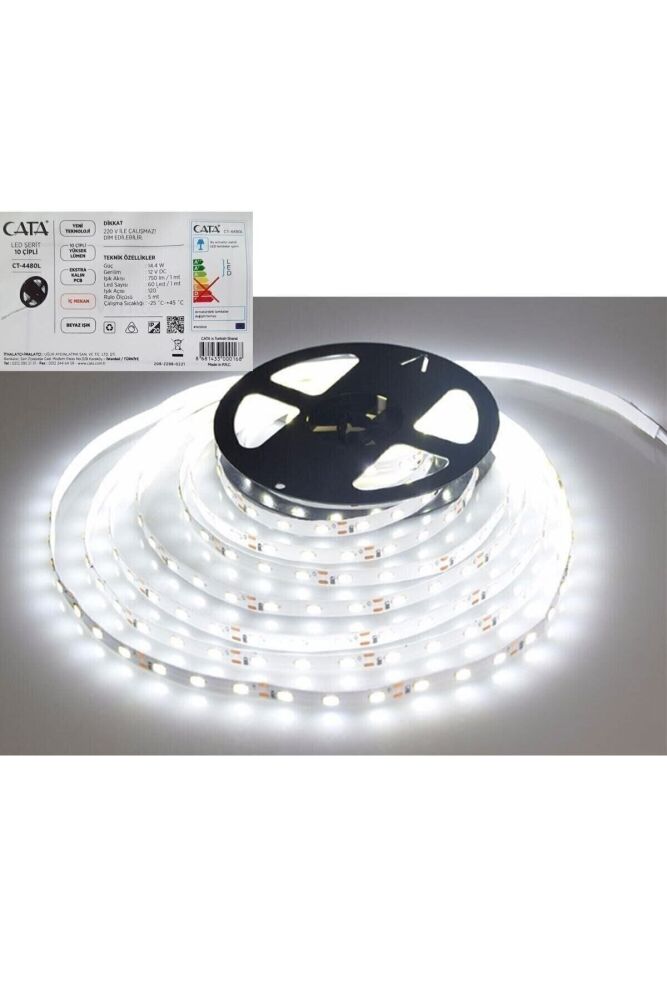 10 Çipli Şerit Led Işık Aydınlatma Beyaz Işık 5 Metre Iç Mekan - Çarşı ...