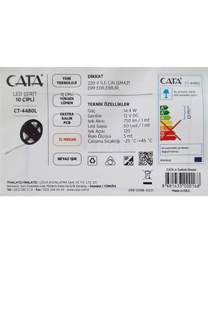 10 Çipli Şerit Led Işık Aydınlatma Beyaz Işık 5 Metre Iç Mekan - Çarşı ...