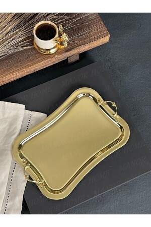 15*25cm Kulplu Gold Ince Italyan Sunum Tepsisi-tok Ağır Gold Kaplama ...