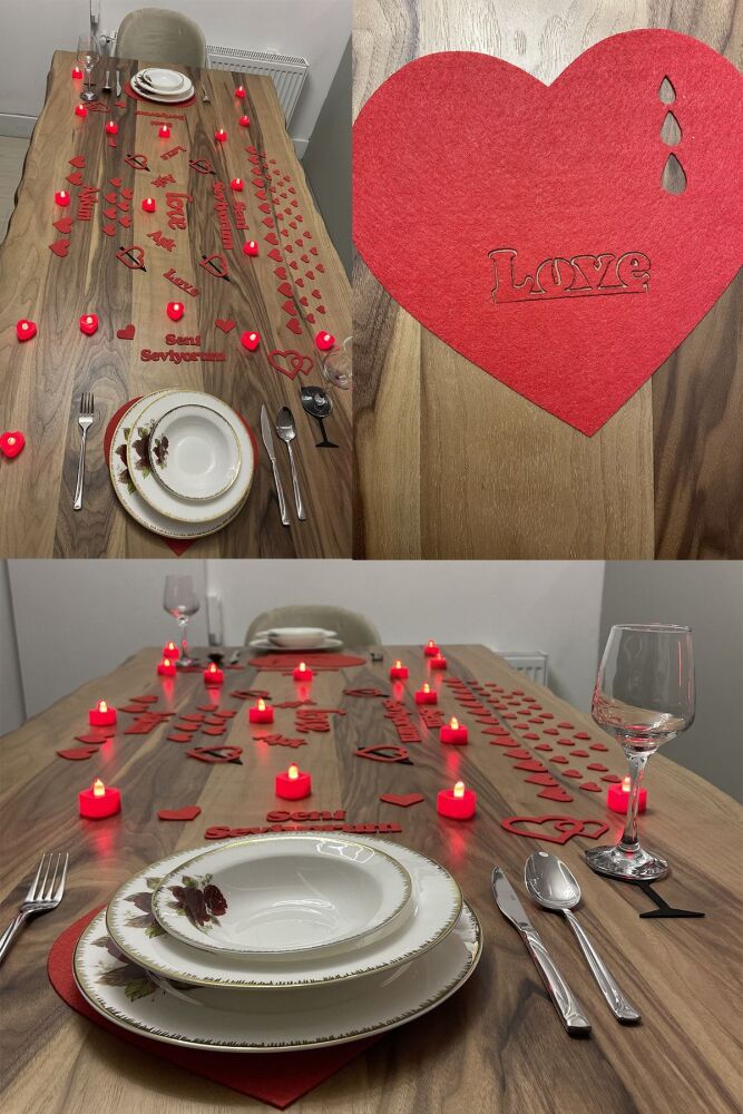 82 Parça Romantik Doğum Günü Masa Süslemesi Keçe Seti Evlilik Teklifi ...