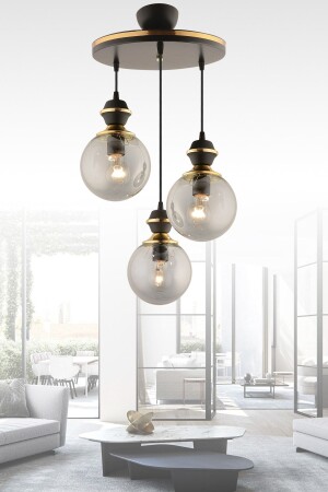 Berru 3lü Siyaha Gold Tepsi Modern Glop Camlı Modern Aydınlatma 2020 ...