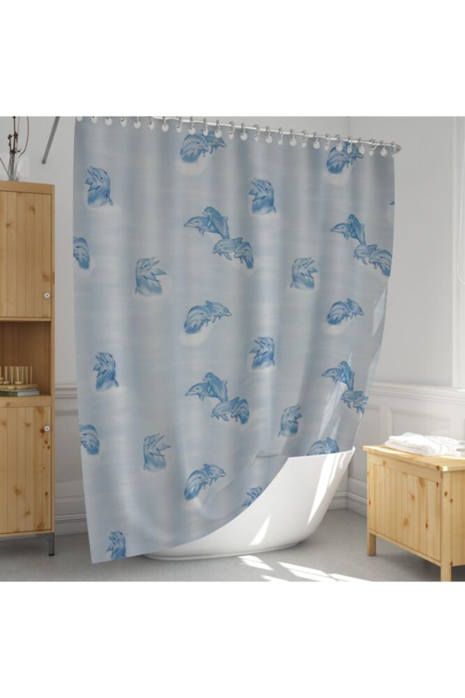 Duş Perdesi Çamaşır Makinesi Örtüsü Takım 7085 Yunus Model Çift Kanat ...