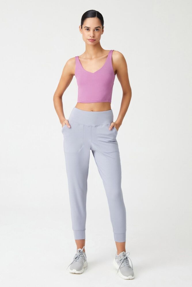 Graue Jogginghose mit hoher Taille für Damen