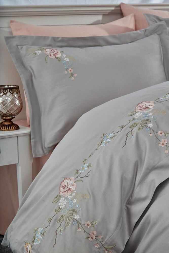 Pamuk Saten Çift Kişilik Nevresim Takımı Rüya Gri Nevresim - Çarşı 24 ...