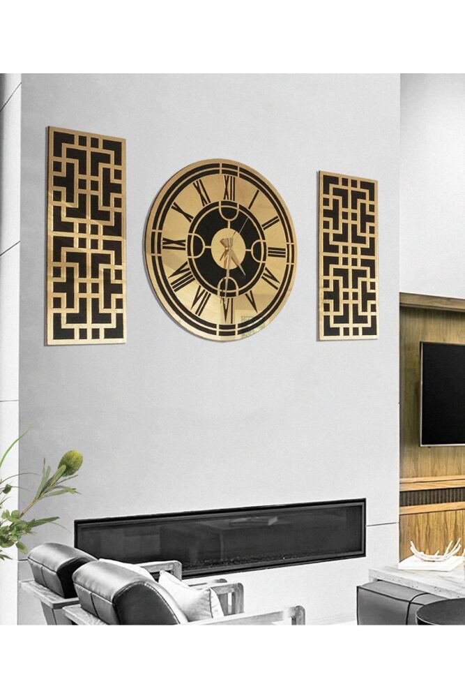 Roma Rakamlı Modern & Şık Tasarım Mdf Üzeri Gold Aynalı Pleksi 3lü ...