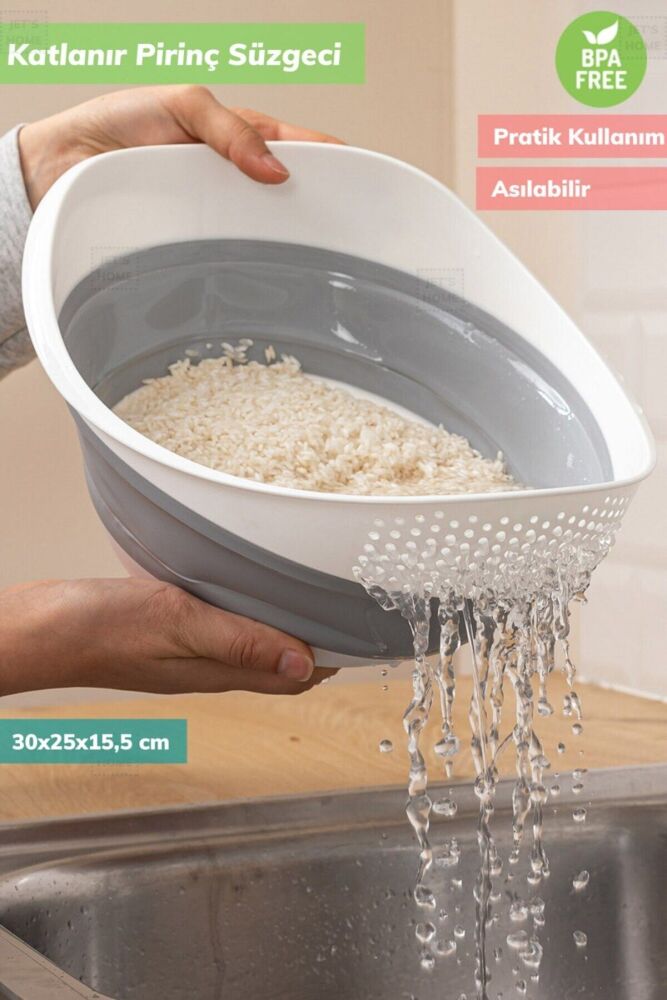 Yuvarlak Katlanır Pirinç Süzgeci Elek Plastik Kevgir Sebze Meyve Yıkama ...