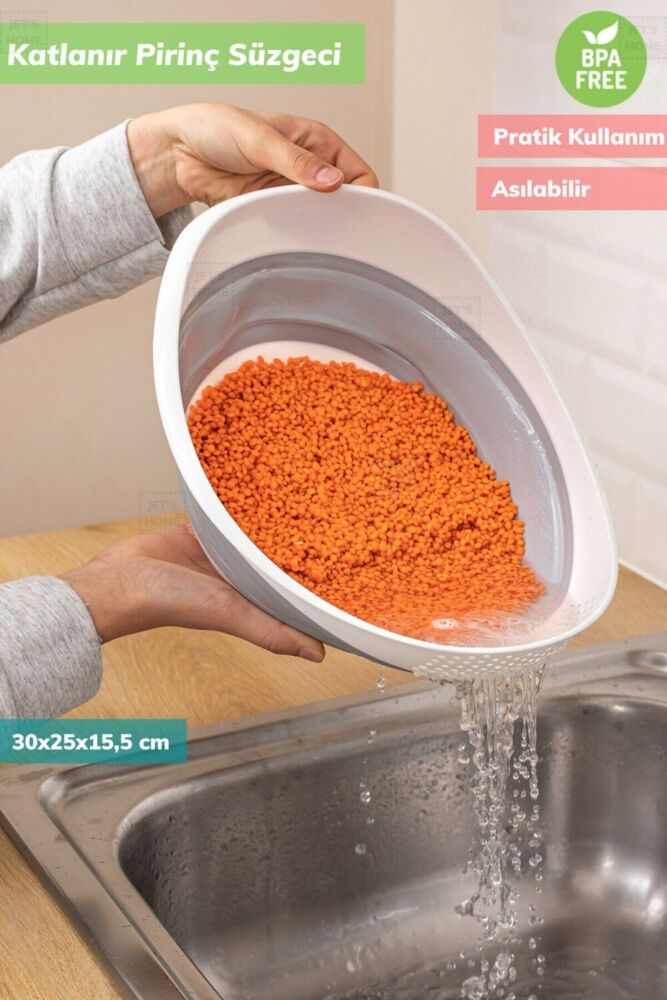 Yuvarlak Katlanır Pirinç Süzgeci Elek Plastik Kevgir Sebze Meyve Yıkama ...