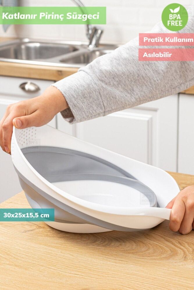 Yuvarlak Katlanır Pirinç Süzgeci Elek Plastik Kevgir Sebze Meyve Yıkama ...